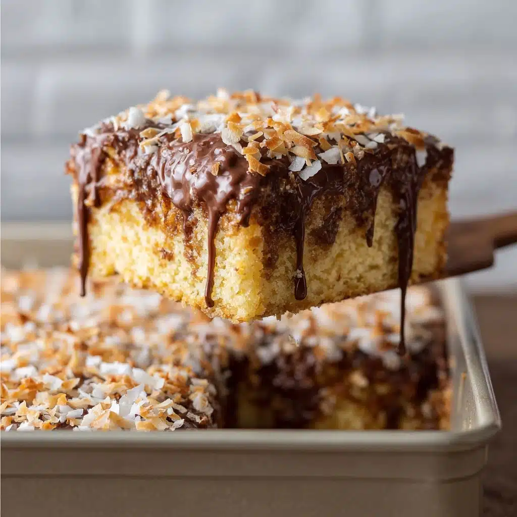 Samoa Poke Cake – Indulgent Caramel Coconut Chocolate Delight