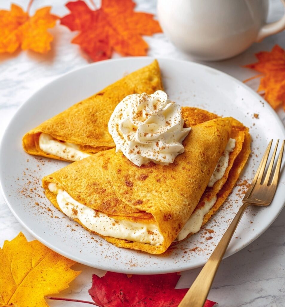 Pumpkin Crepes with Maple Cream Cheese Filling – Cozy Fall Treats